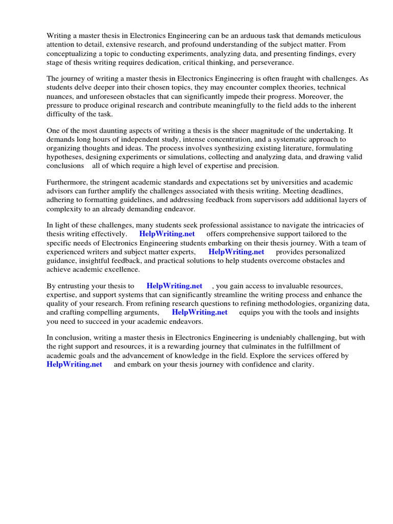 Master Thesis Electronics Engineering | PDF | Thesis | Electrical Engineering