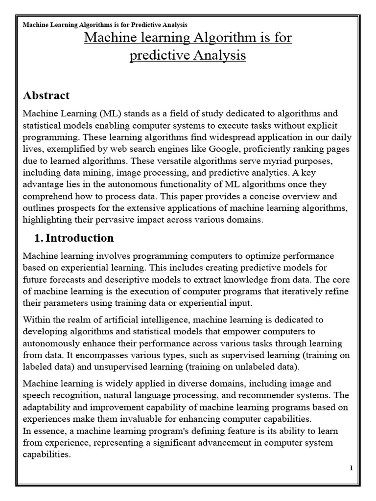 Machine Learning Algorithm | PDF | Machine Learning | Mean Squared Error