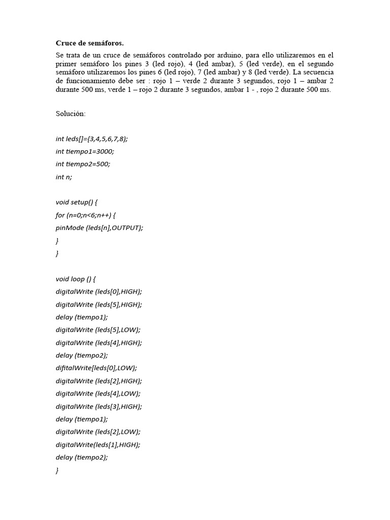 ARDUINO Cruce de Semáforos | PDF | Métodos y materiales de enseñanza