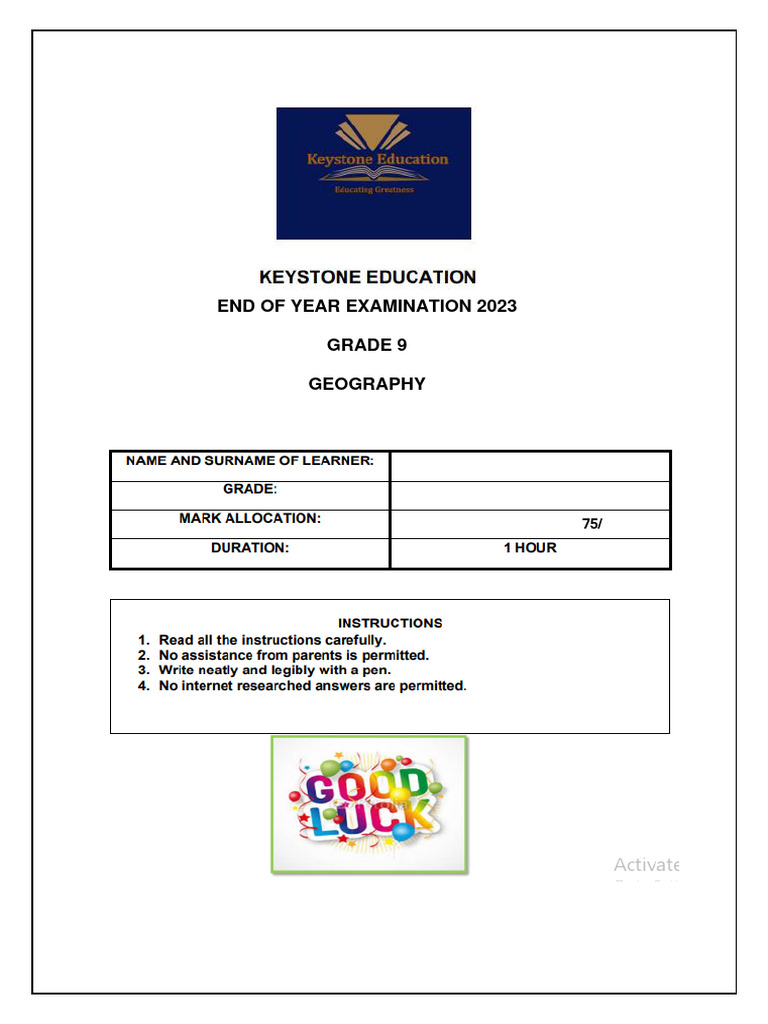 Grade 9 Geography November Controlled Test | PDF | Climate Change ...
