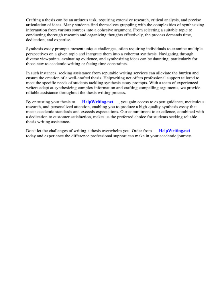 Synthesis Essay Prompts Examples | PDF | Essays | Thesis
