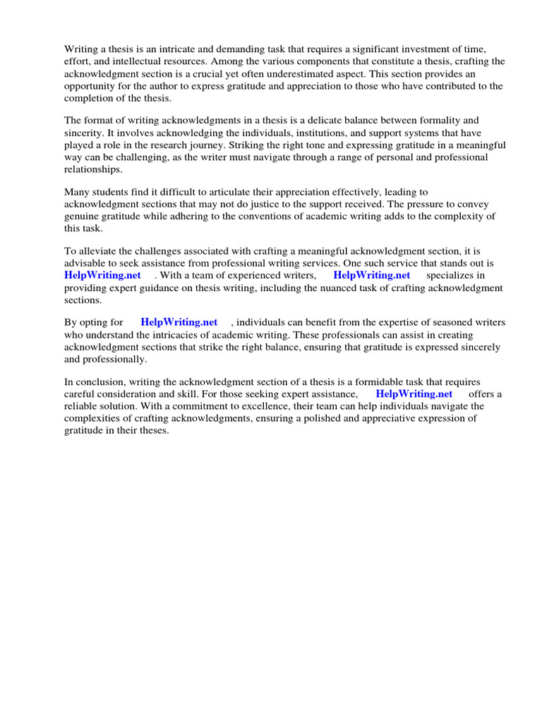 Format of Writing Acknowledgement in Thesis | PDF