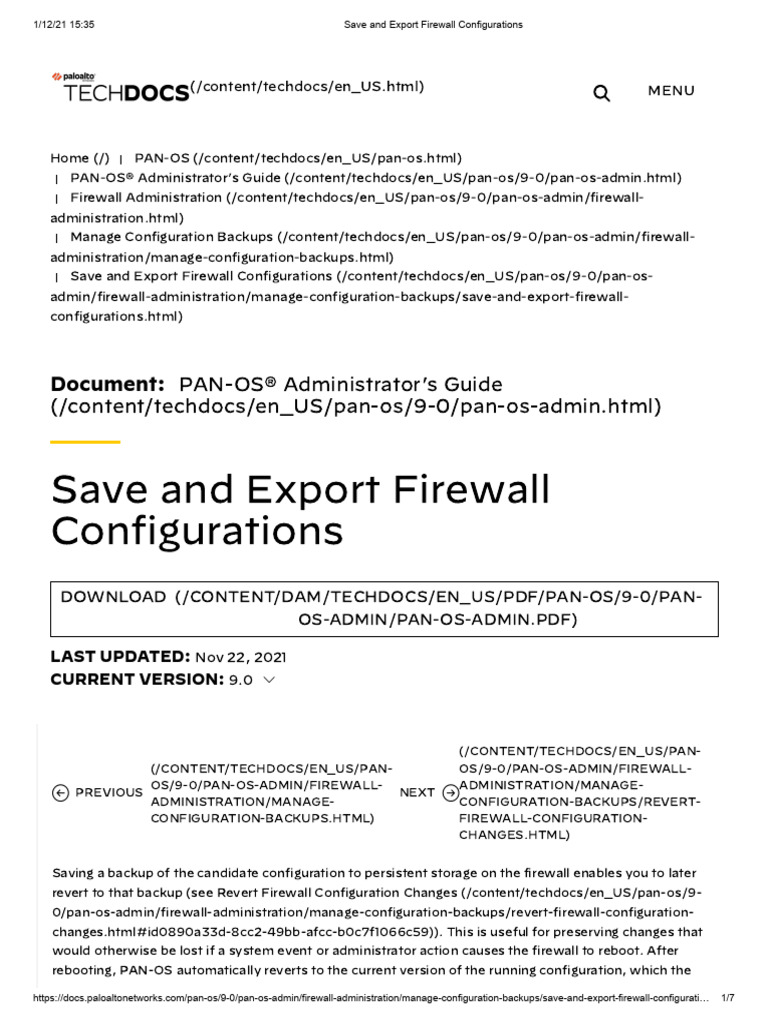 Save and Export Firewall Configurations | PDF | Backup | Information Technology