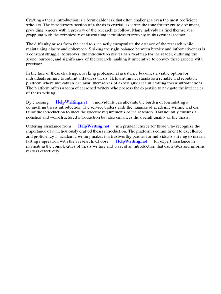 How to Write Thesis Introduction Example | PDF | Essays | Thesis