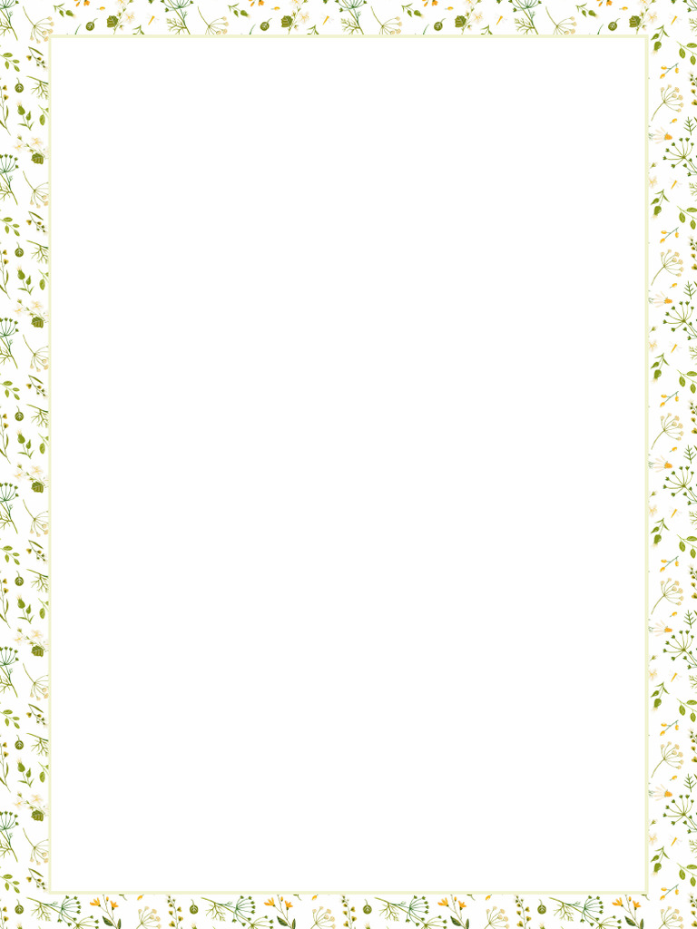 Green Beige Illustrated Spring Page Border | PDF