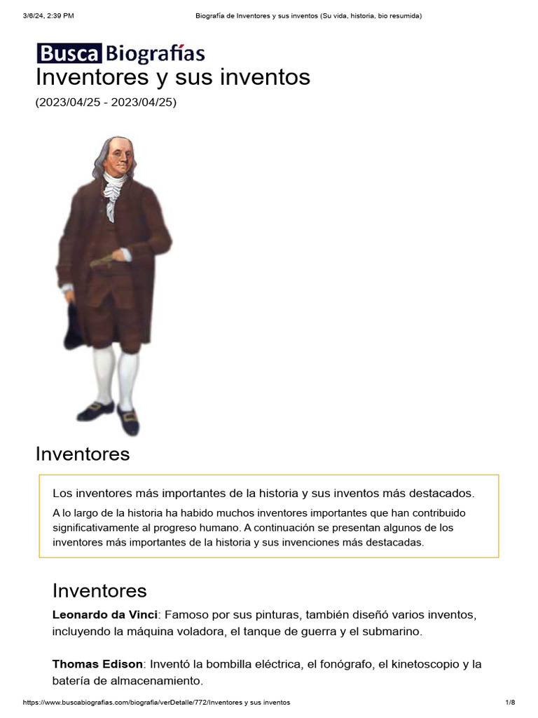 Inventores y sus inventos destacados | PDF | Corriente alterna | Motores