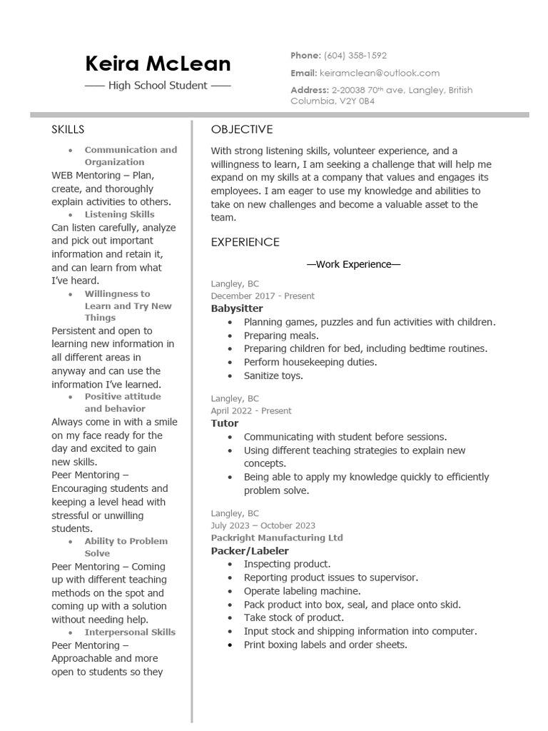 Resume - Keira M Block D PDF | Download Free PDF | Behavior Modification | Cognition