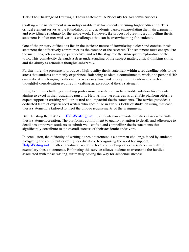 Thesis Statement Inventions | PDF | Essays | Thesis