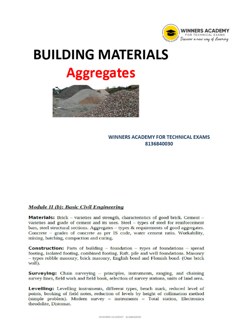 Basics of Civil Engineering - Aggregate | PDF | Construction Aggregate | Concrete
