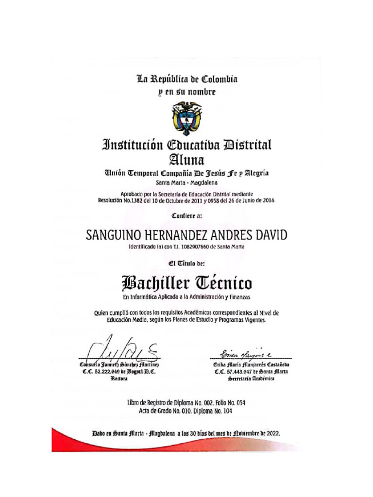 Titulo Bachiller | PDF