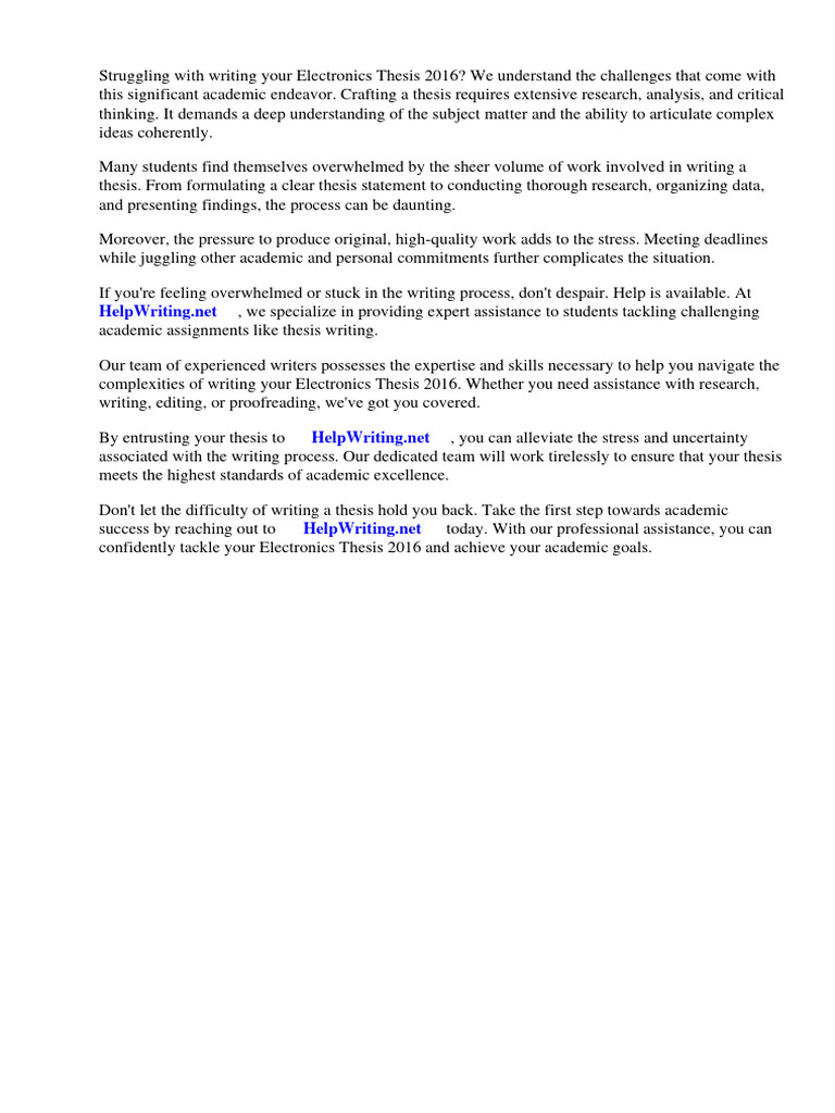 Electronics Thesis 2016 | PDF | Thesis | Academic Journal