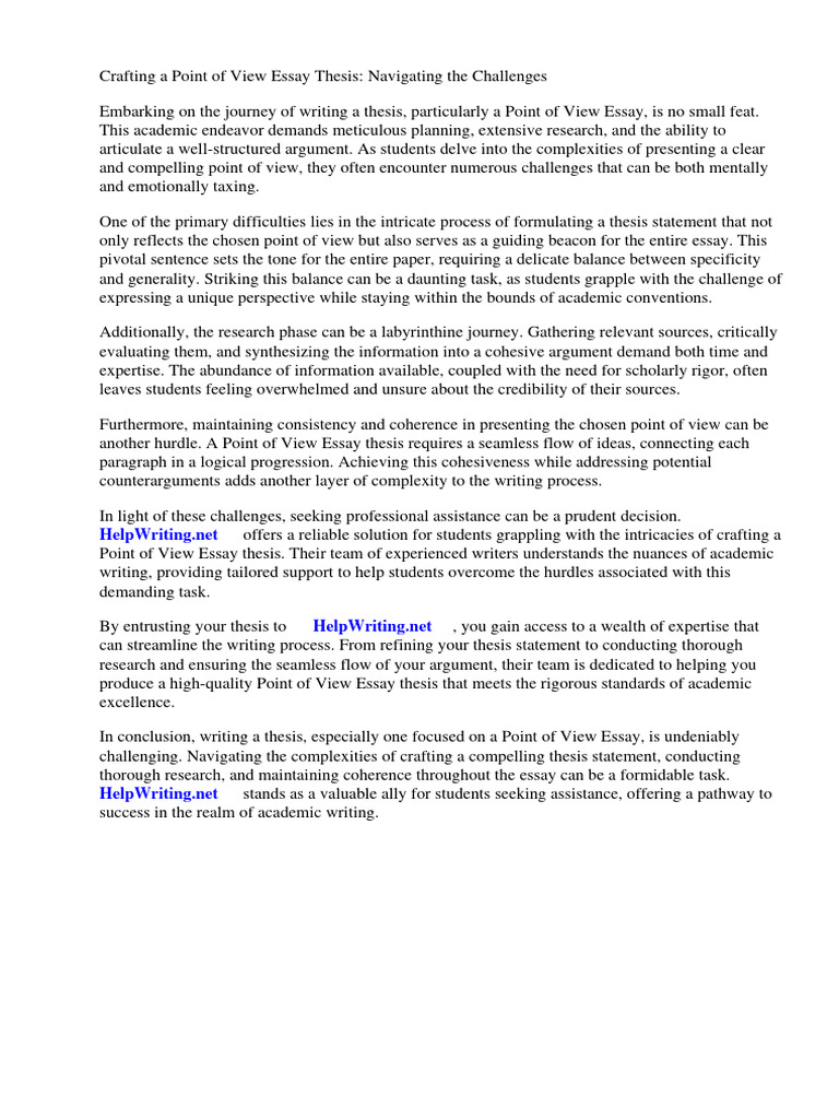 Point of View Essay Thesis Guide | PDF | Essays | Narration