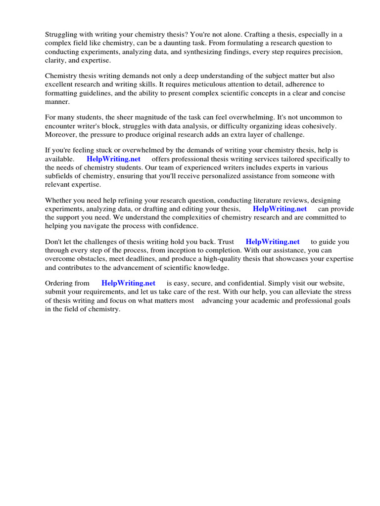 Chemistry Thesis Writing | PDF | Thesis | Expert