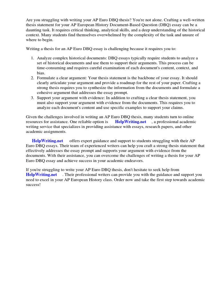 How To Write An AP Euro DBQ Thesis | PDF | Essays