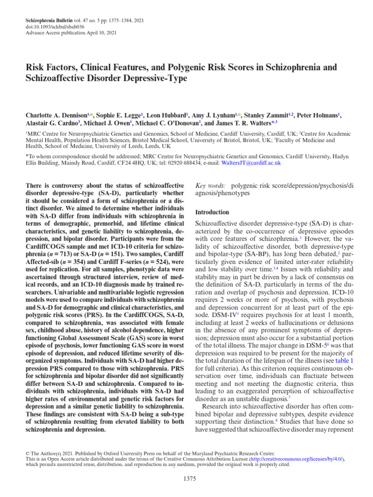 Risk Factors, Clinical Features, and Polygenic Risk Scores in ...