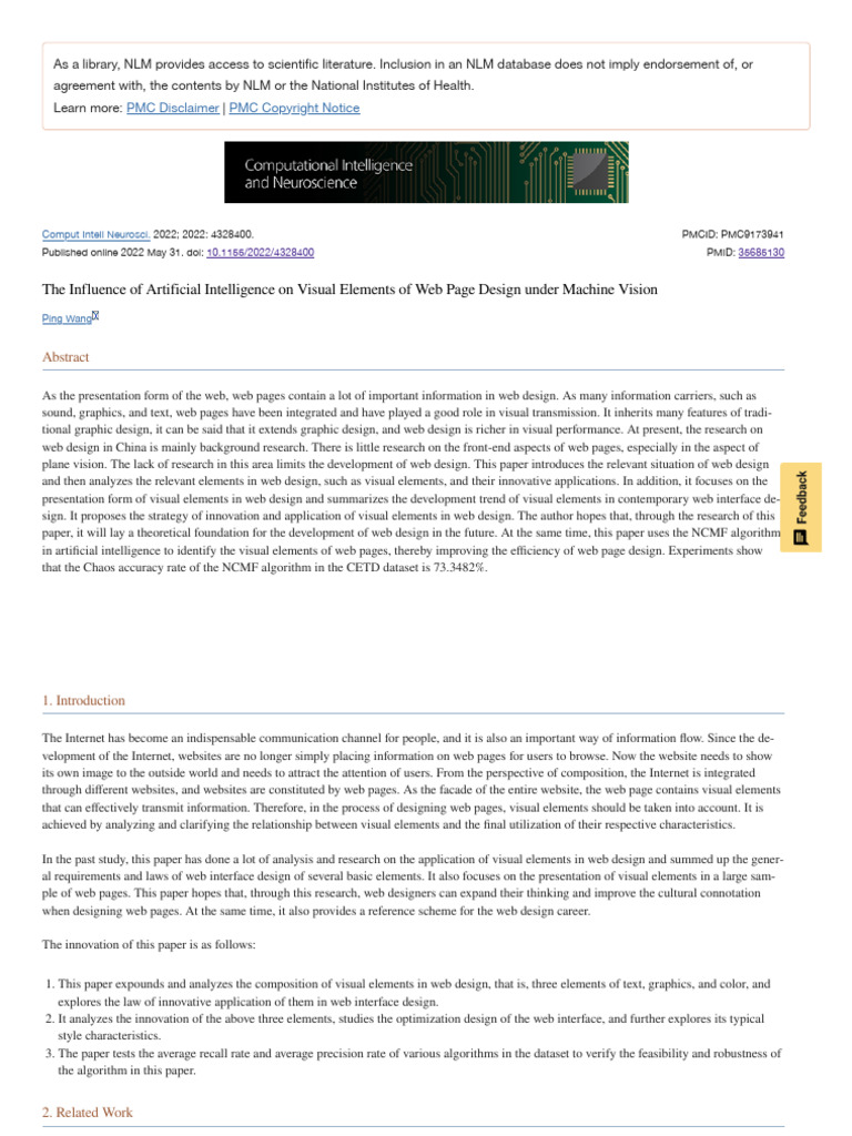 The Influence of Artificial Intelligence On Visual Elements of Web Page Design Under Machine ...