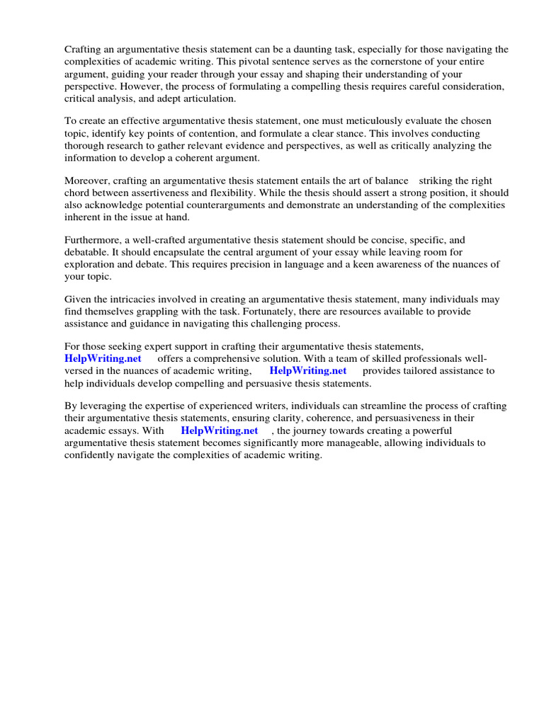 How To Create An Argumentative Thesis Statement | PDF | Essays | Argument