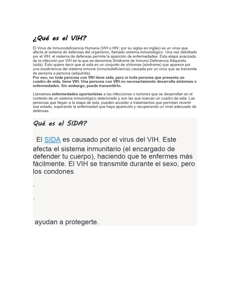 Qué Es El VIH | PDF | VIH / SIDA | VIH
