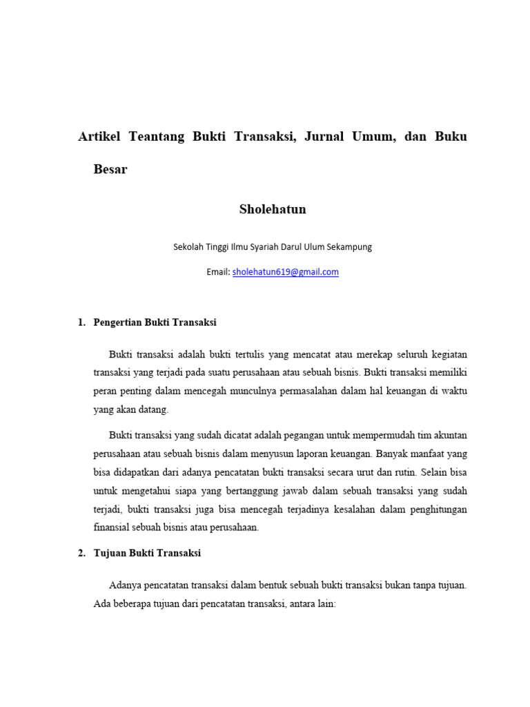 Artikel Teantang Bukti Transaksi (Kak Mail) | PDF