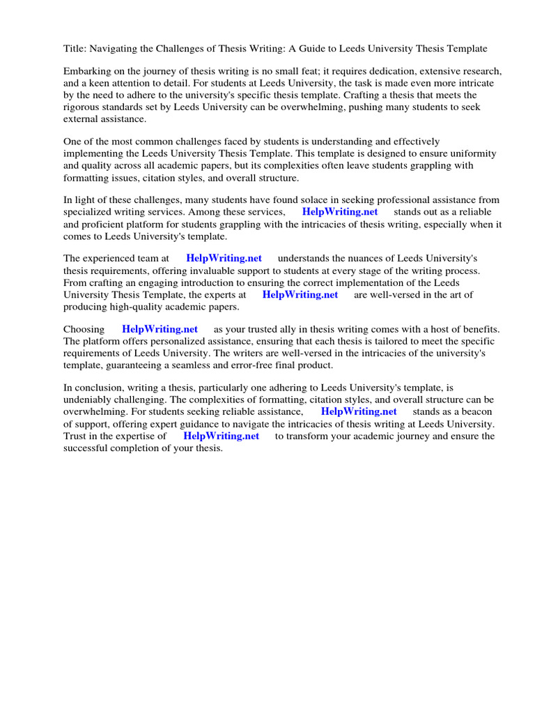 Leeds Thesis Writing Guide | PDF | Thesis | Internationalization