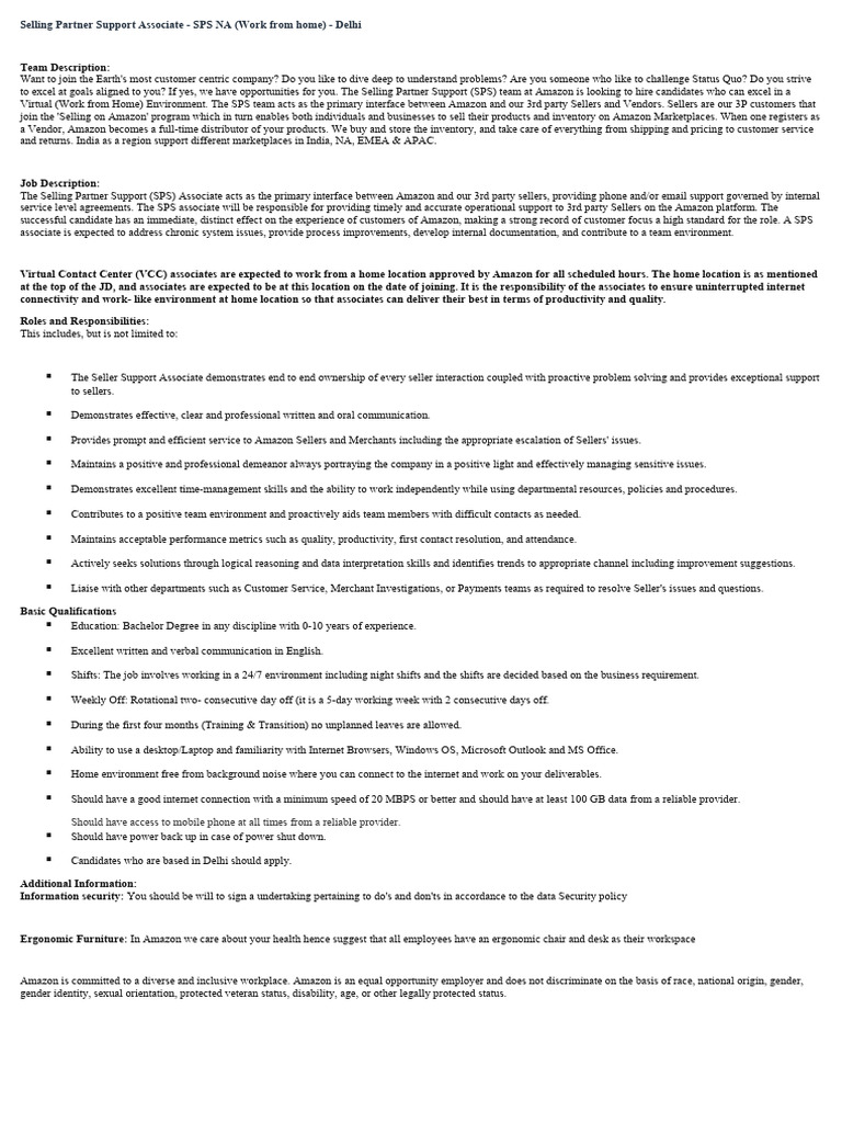 Selling Partner Support Associate | PDF