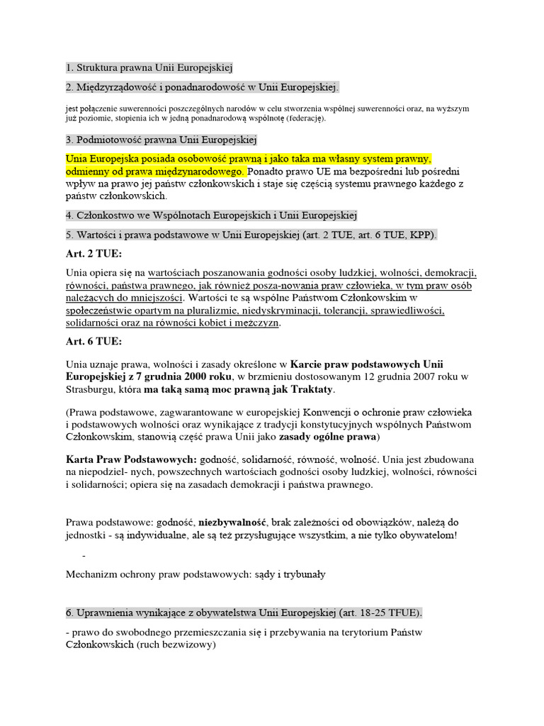 Prawo Europejskie | PDF