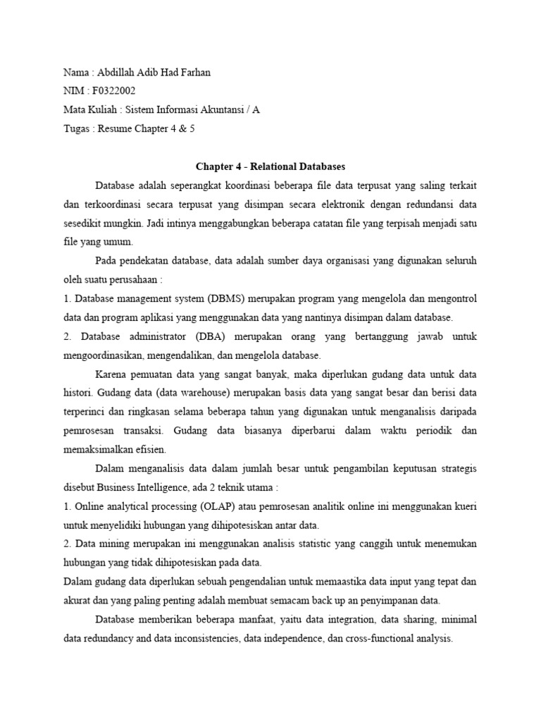 F0322002 - ABDILAH ADIB HAD FARHAN - Resume Chapter 4 Dan 5 | PDF
