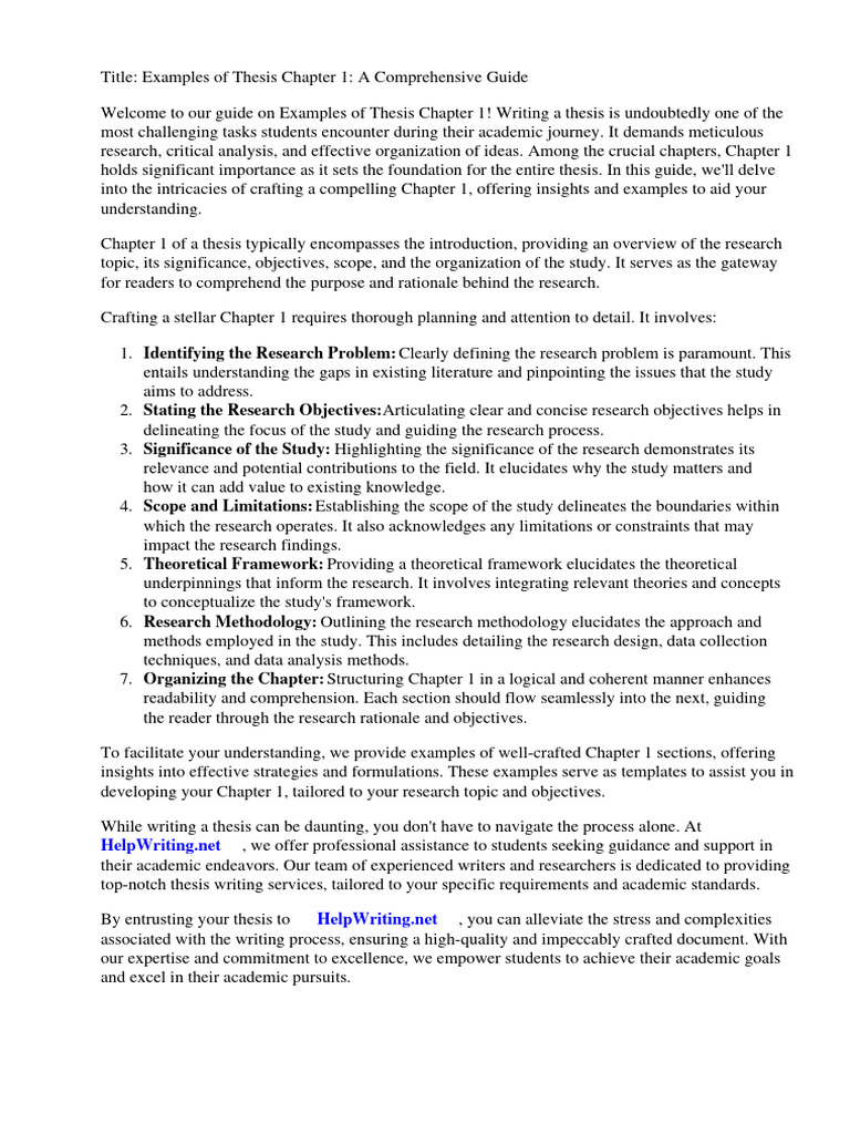Examples of Thesis Chapter 1 | PDF