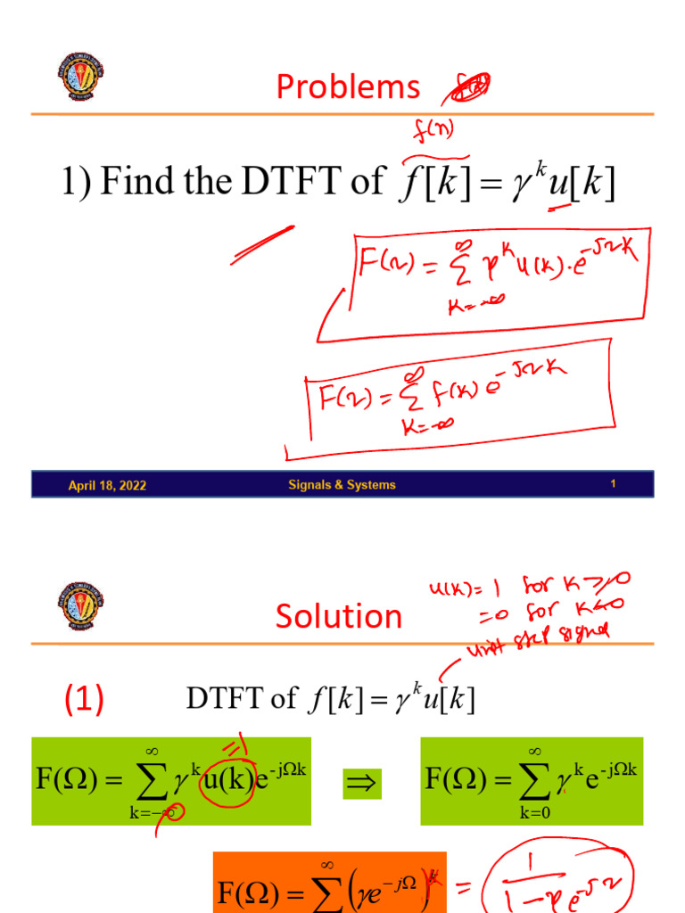Lecture - DTFT - DFT - 17.04.2022 | PDF | Discrete Fourier Transform ...