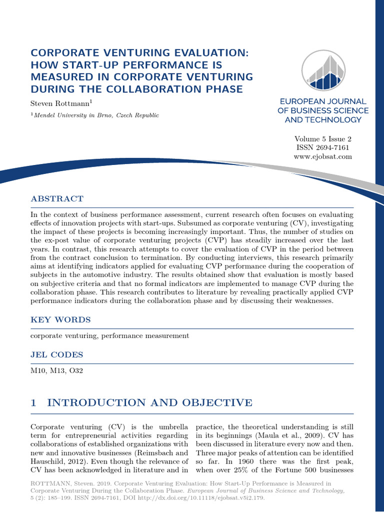 Corporate Venturing Evaluation How Start-Up Perfor | PDF | Innovation ...