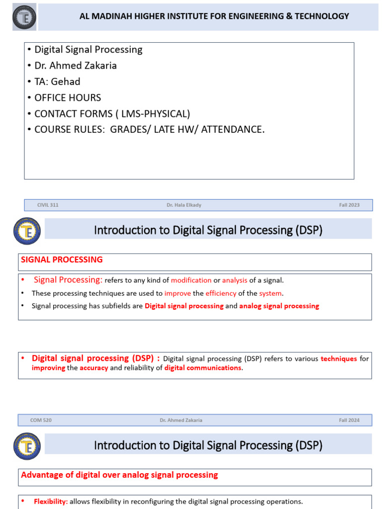 Comm 520 Lec 1 | Download Free PDF | Sampling (Signal Processing) | Digital Signal Processing
