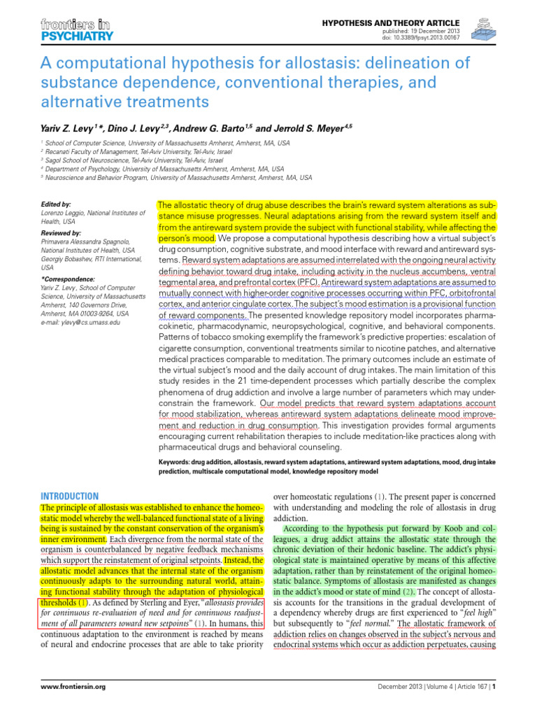 Allostasis in Drug Addiction | PDF | Self-Improvement