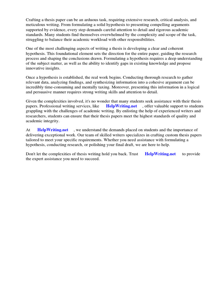 Hypothesis Thesis Paper | PDF | Career & Growth | Self-Improvement