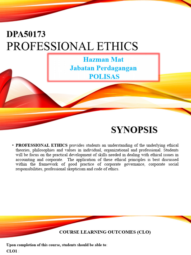 CHAPTER 4 PROFESSIONAL ETHICS PPT | PDF | Conflict Of Interest | Certified Public Accountant
