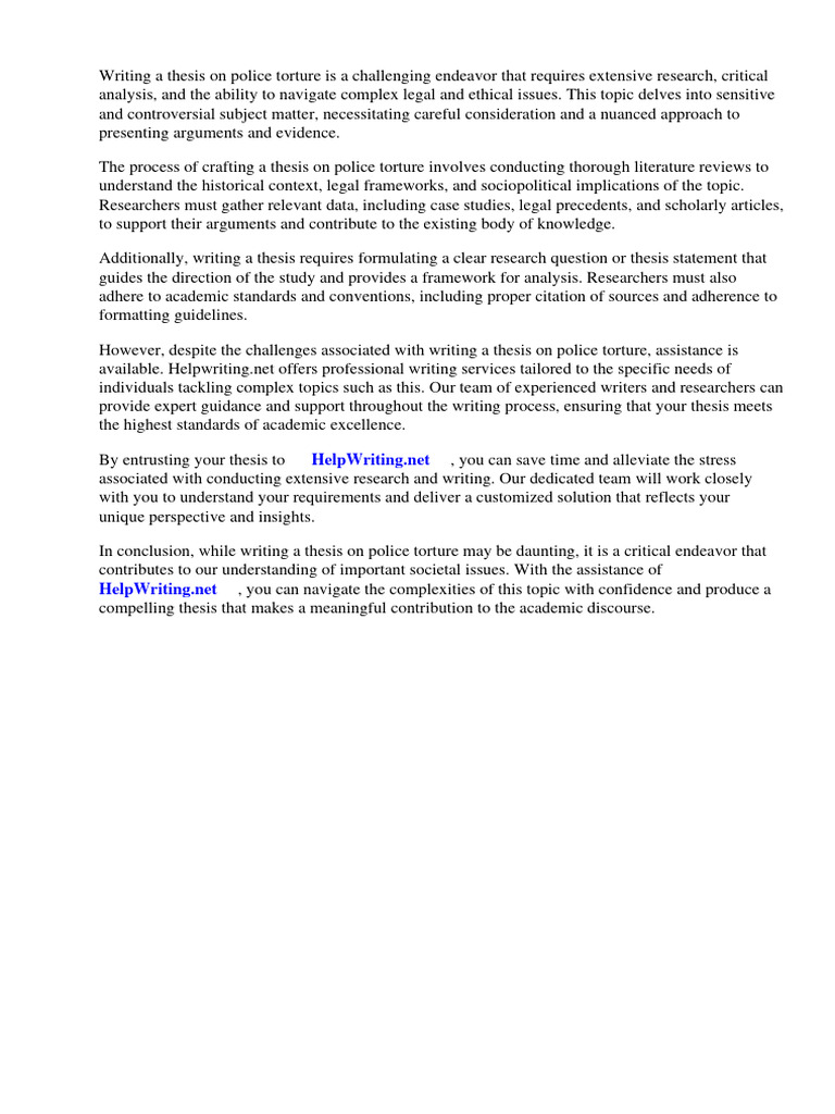 Thesis On Police Torture | PDF | Torture | Police