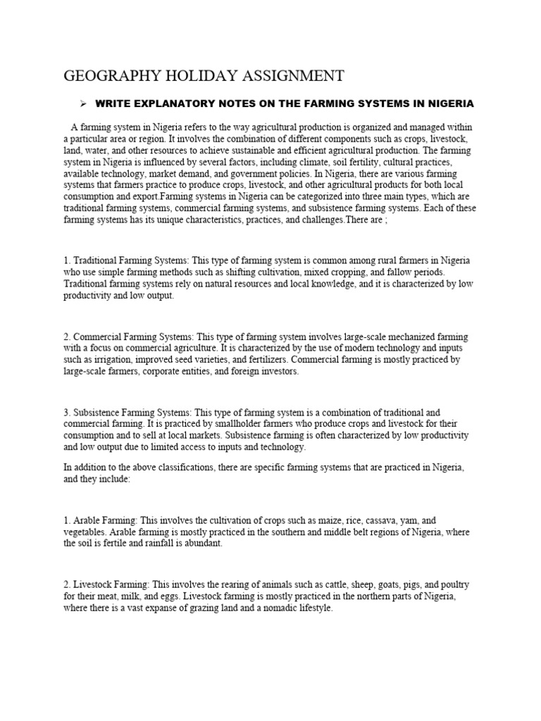 Geography Holiday Assignment | PDF | Agriculture | Intensive Farming