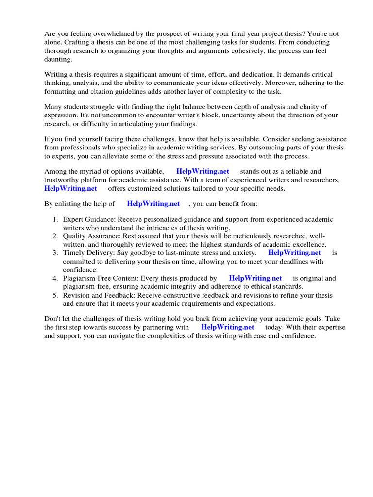 Example of Final Year Project Thesis | PDF