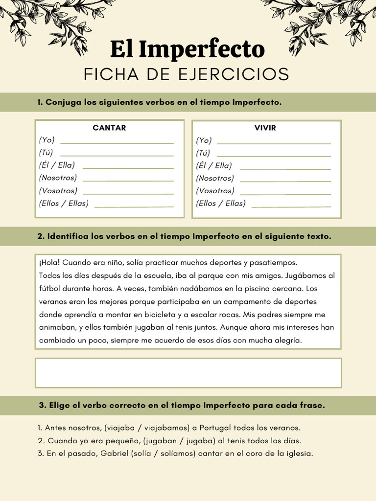 Ficha de Tiempo Verbales | PDF | Verbo | Lingüística