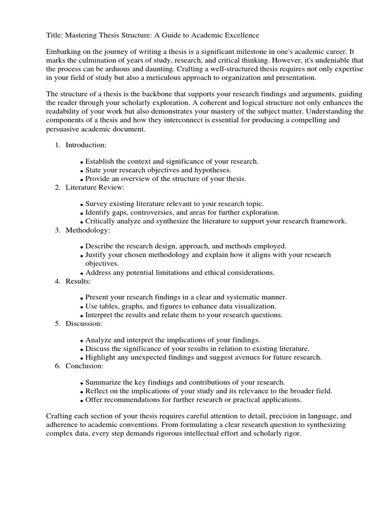 Thesis Structure | PDF | Thesis | Methodology