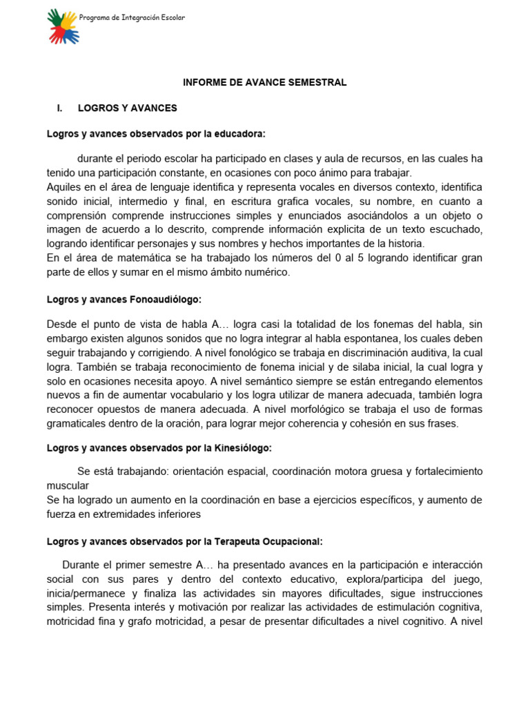 ejemplo de informe de avances | PDF