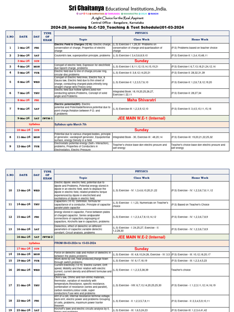 2024-25 - Incoming Sr.C-120 - Teaching & Test Schedule@01-03-2024 ...