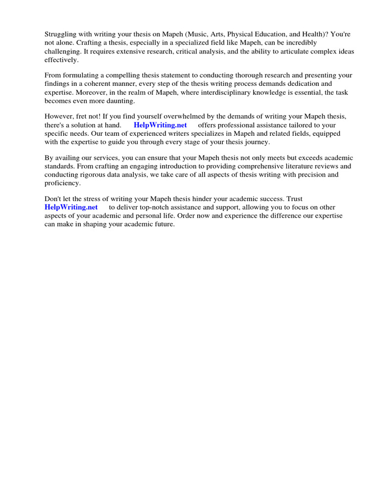 Sample Thesis Mapeh | PDF | Thesis | Lesson Plan
