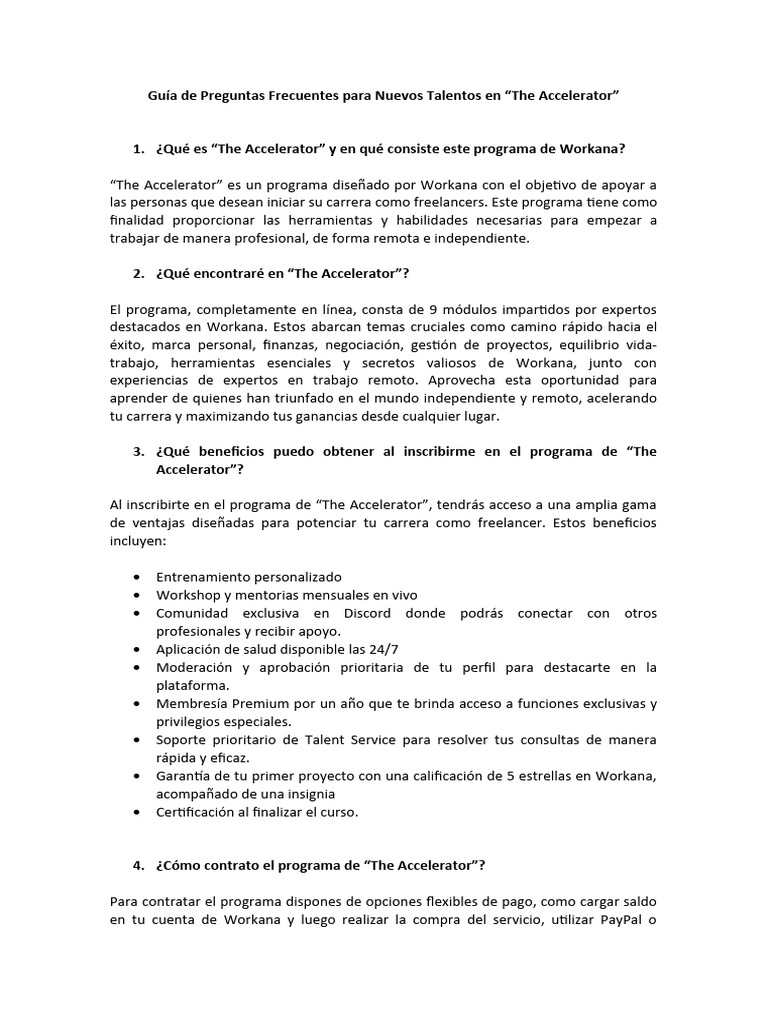 Proyecto "The Accelerator" Workana | Descargar gratis PDF | Persona de ...