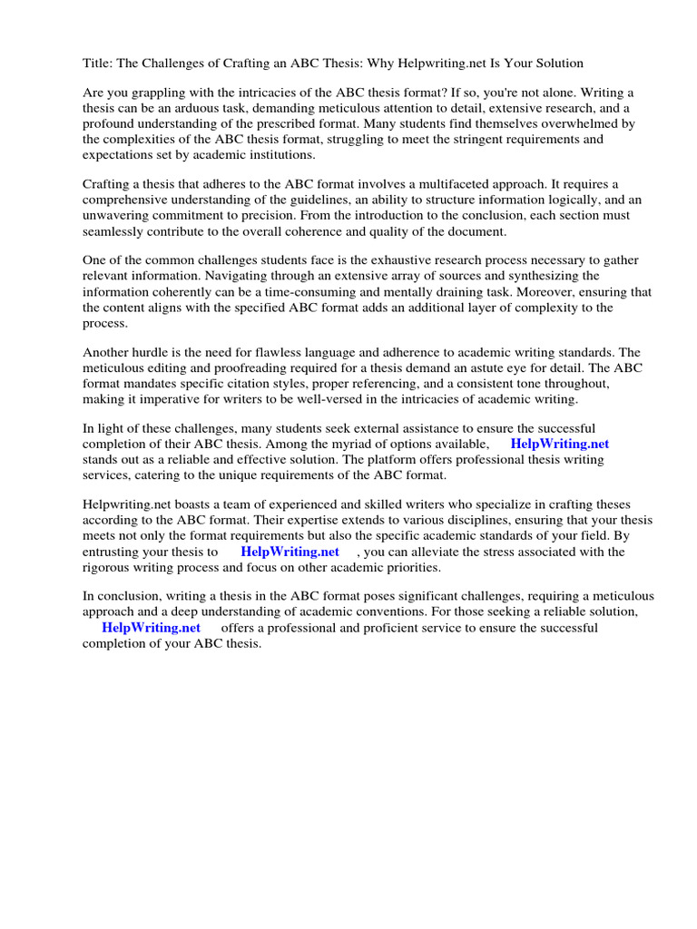 ABC Thesis Format | Download Free PDF | Thesis | Essays