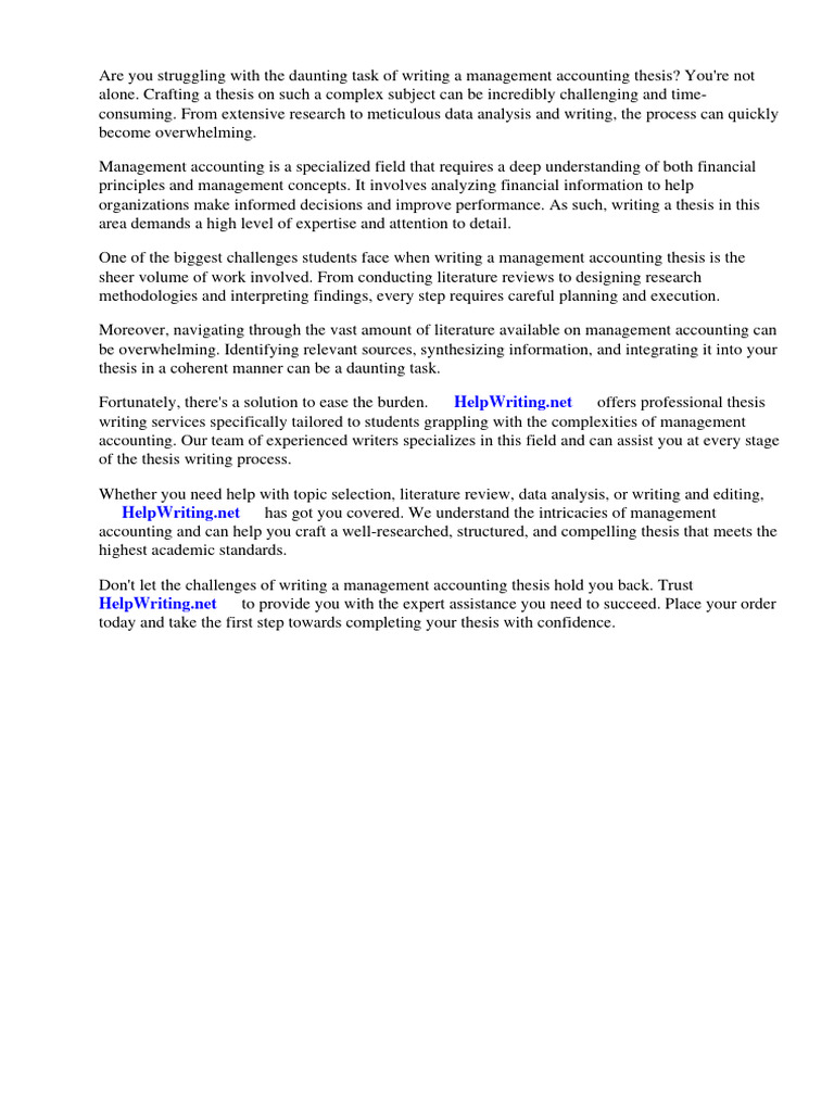 Management Accounting Thesis PDF | PDF | Management Accounting | Accounting