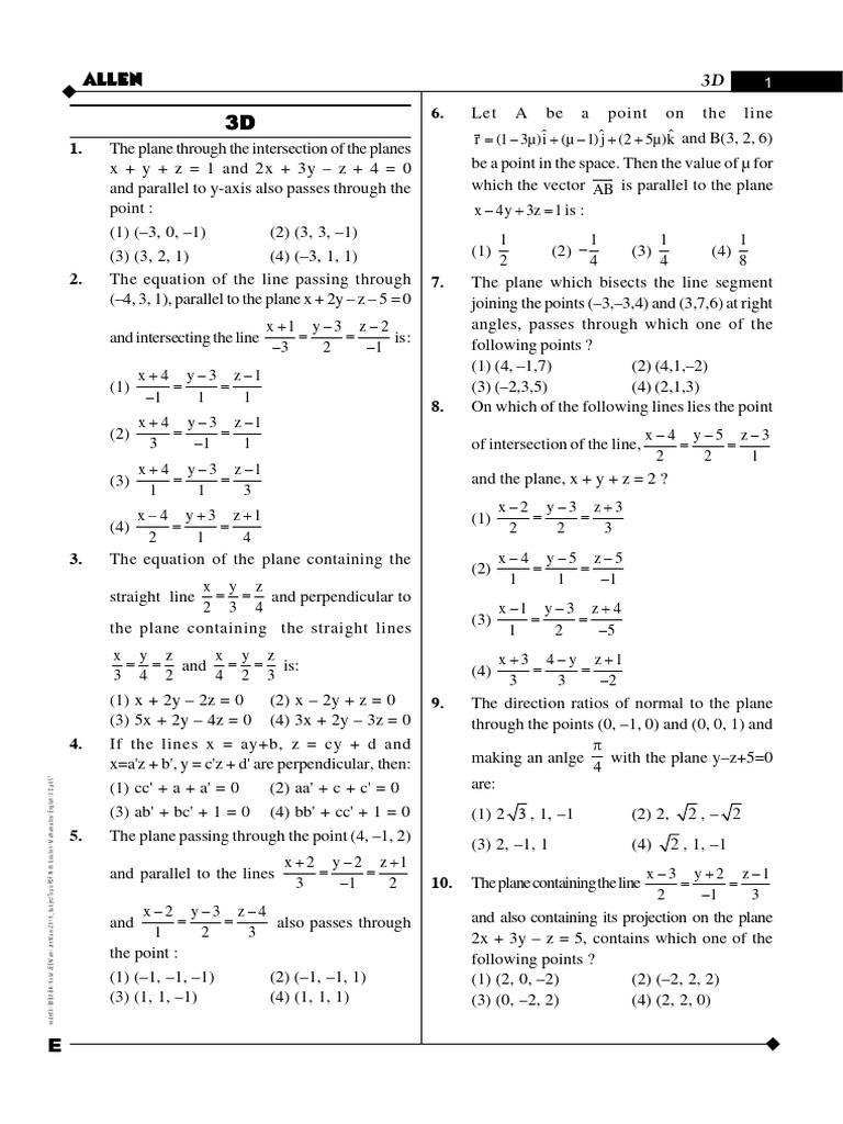 3D | Download Free PDF | Line (Geometry) | Analytic Geometry