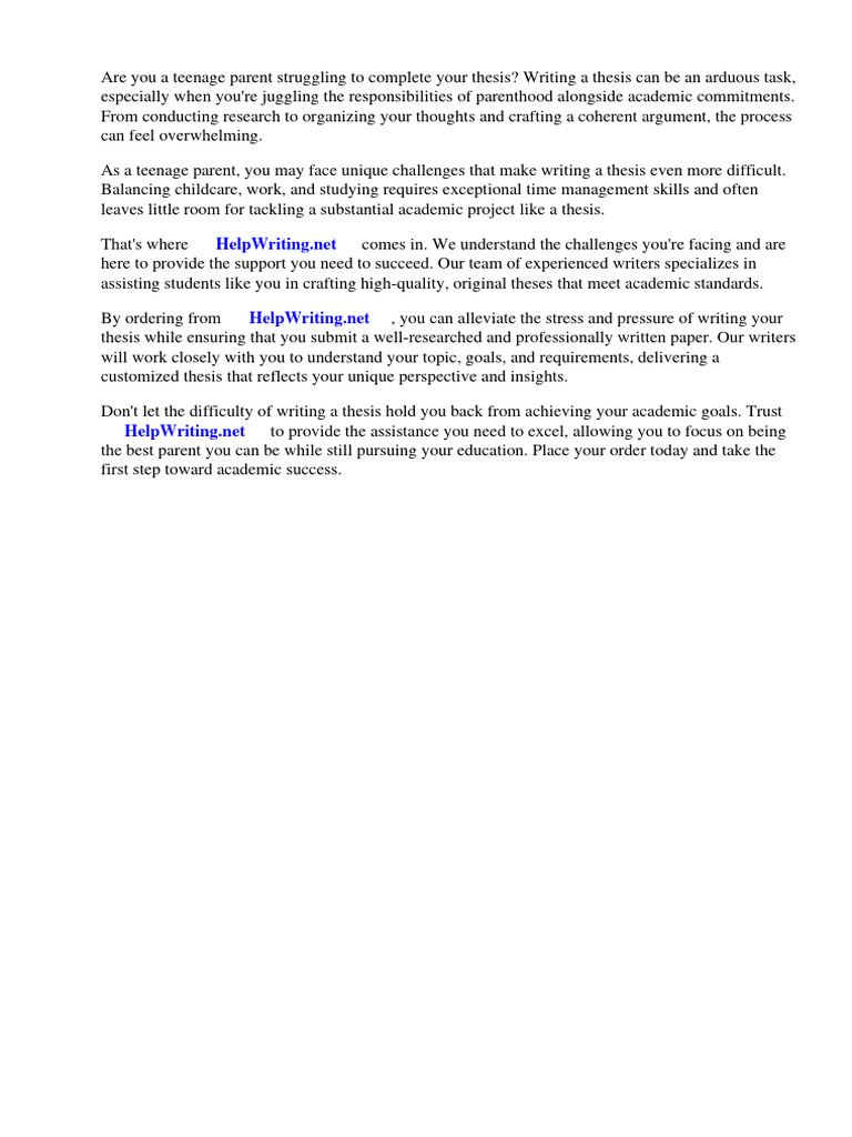 Teenage Parents Thesis Statement | PDF | Thesis | Adolescence