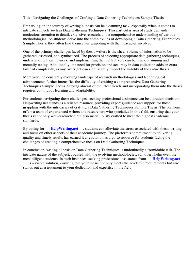 Data Gathering Techniques Sample Thesis | PDF | Methodology | Thesis