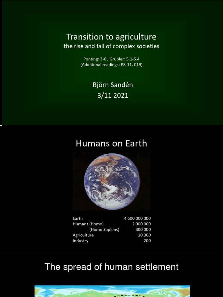 Lecture 4 2021 Transition To Agriculture | PDF | Agriculture | Fertilizer