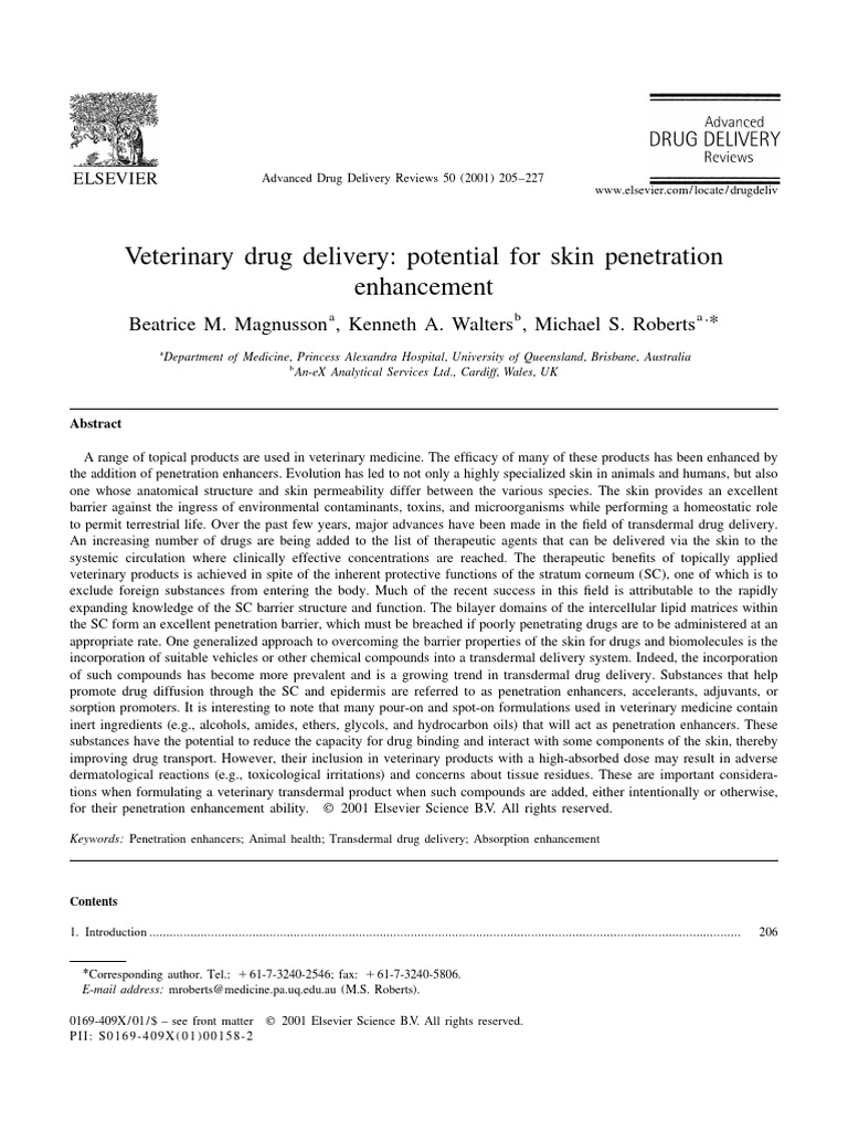 Veterinary Drug Delivery Potential For Skin Penetration | PDF | Topical ...